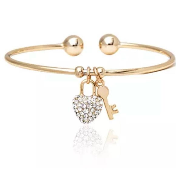 Jewelry | 18karat Gold Plated And Crystal Elements Charm Bangle Nip ...